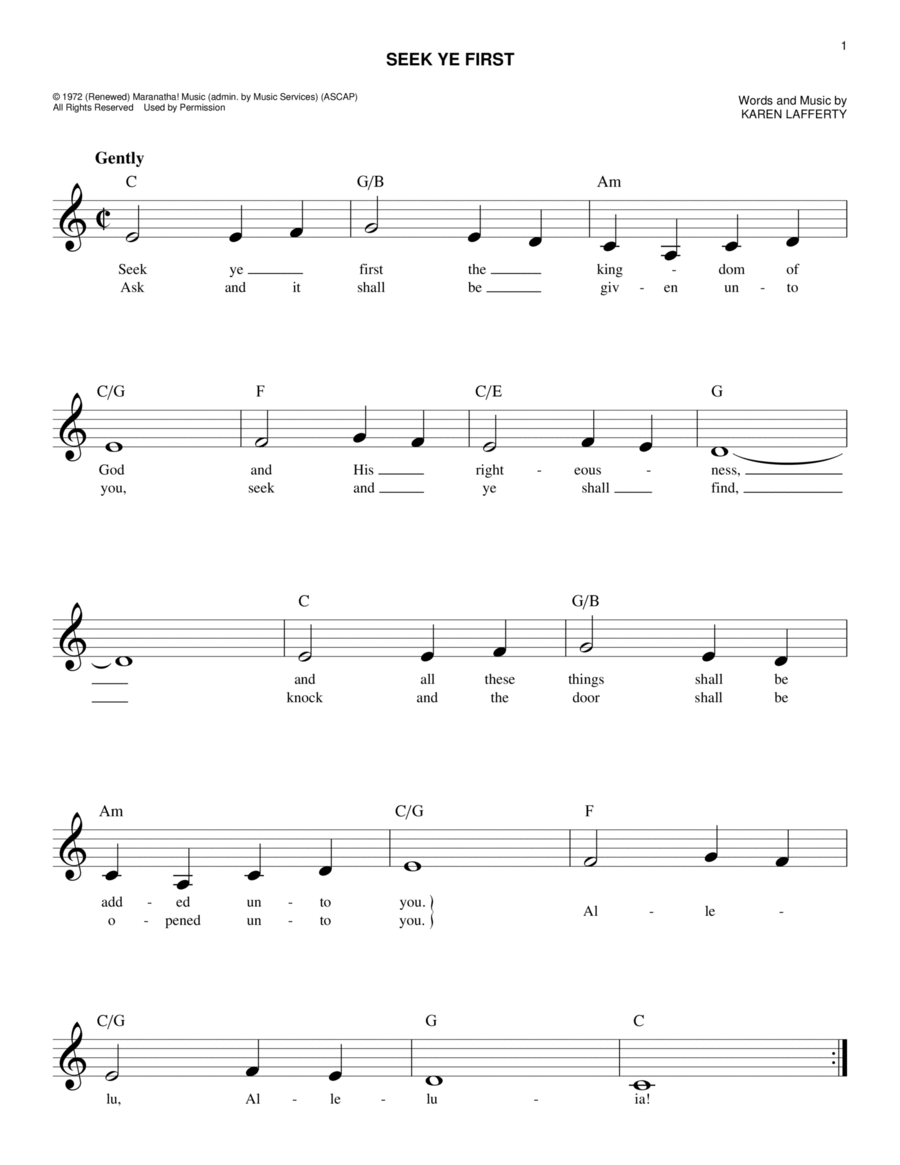 Seek Ye First - Piano - Digital Sheet Music | Sheet Music Plus