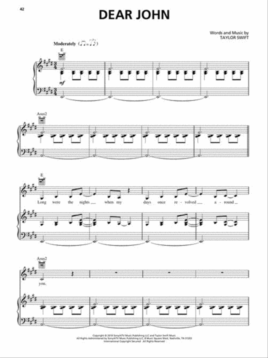 Taylor Swift Speak Now By Taylor Swift Piano Vocal Guitar Sheet