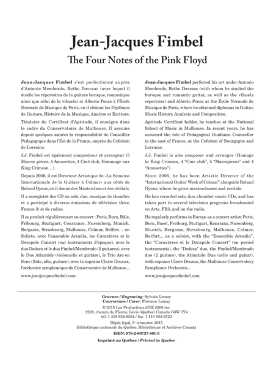 The Four Notes of the Pink Floyd - Classical Guitar - Digital Sheet ...