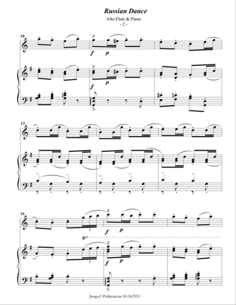 Tchaikovsky Russian Dance From Nutcracker Suite For Alto Flute And Piano