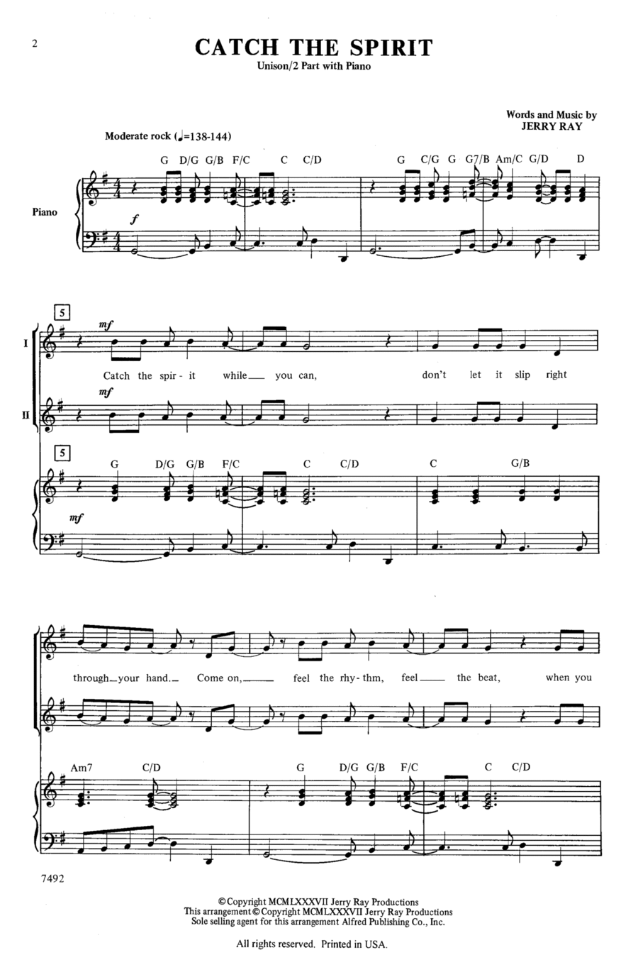 Catch the Spirit by Jerry Ray - Choir - Digital Sheet Music | Sheet ...
