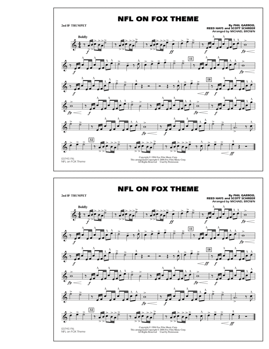 NFL On Fox - 2nd Bb Trumpet by Michael Brown - Marching Band - Grade 3 ...