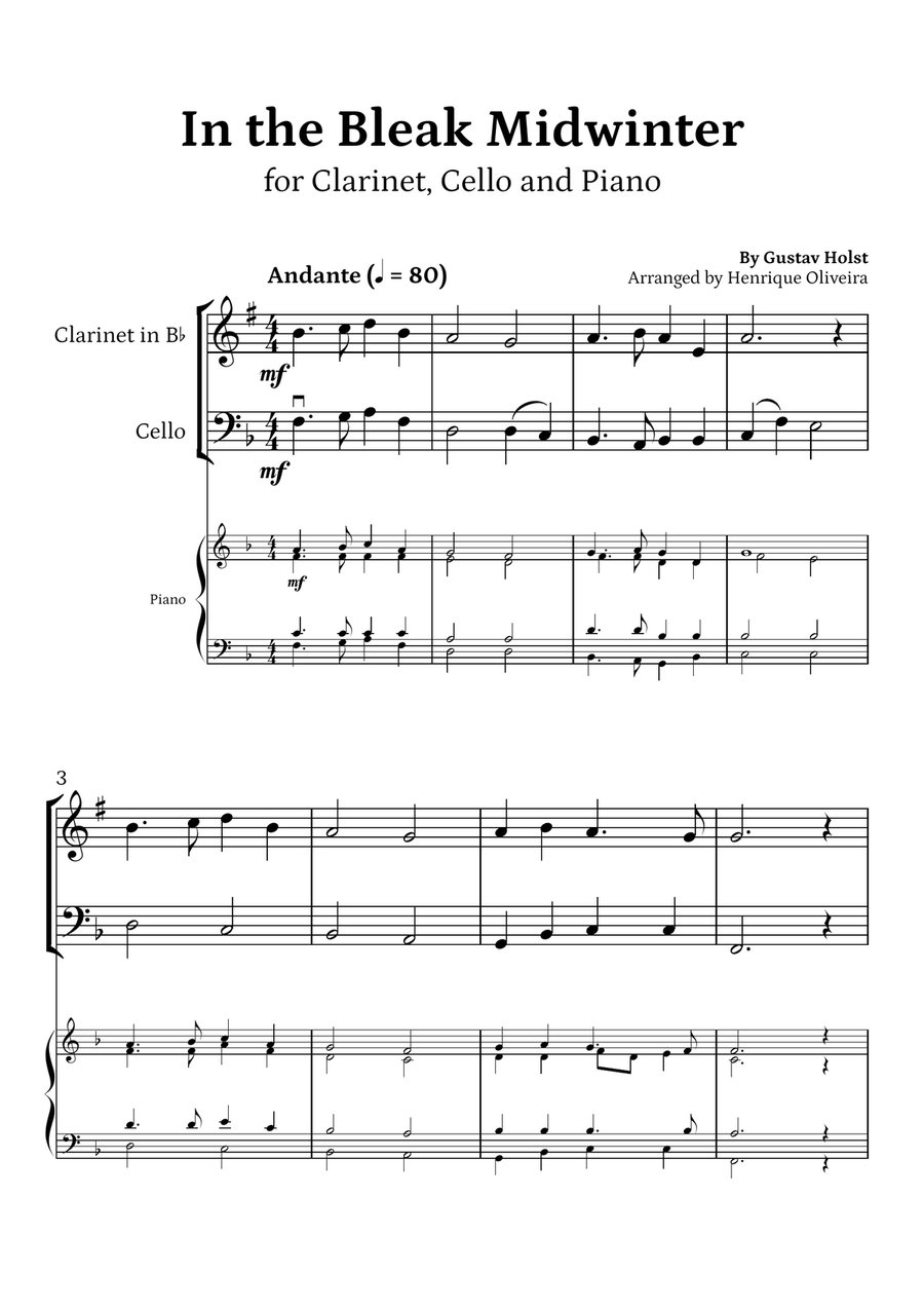 In The Bleak Midwinter Saxophone Duet And Piano Beginner Level By