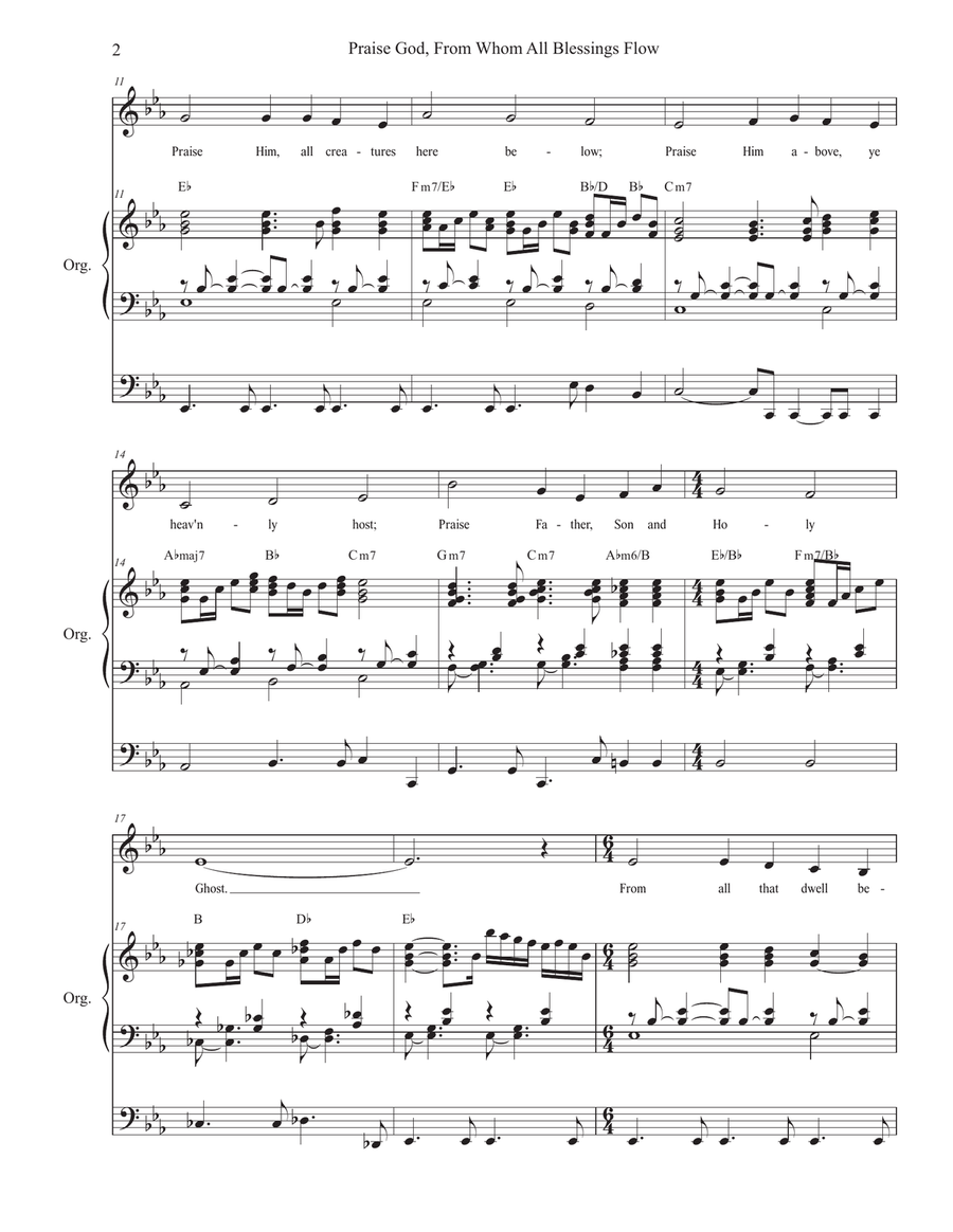 Praise God From Whom All Blessings Flow Vocal Solo Medium Key By