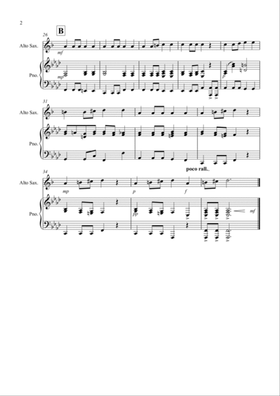 Beethoven Symphony No.7 (slow movement) for Alto Saxophone and Piano by ...