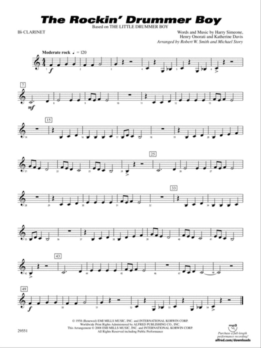 The Rockin' Drummer Boy: 1st B-flat Clarinet by Harry Simeone - Concert ...