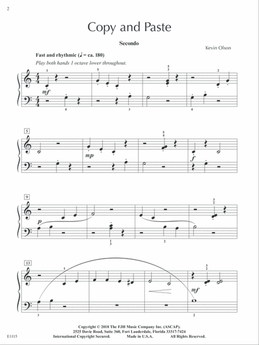 Copy and Paste by Kevin Olson - Easy Piano - Digital Sheet Music ...