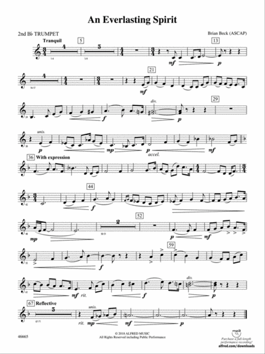 An Everlasting Spirit: 2nd B-flat Trumpet - Concert Band - Digital ...