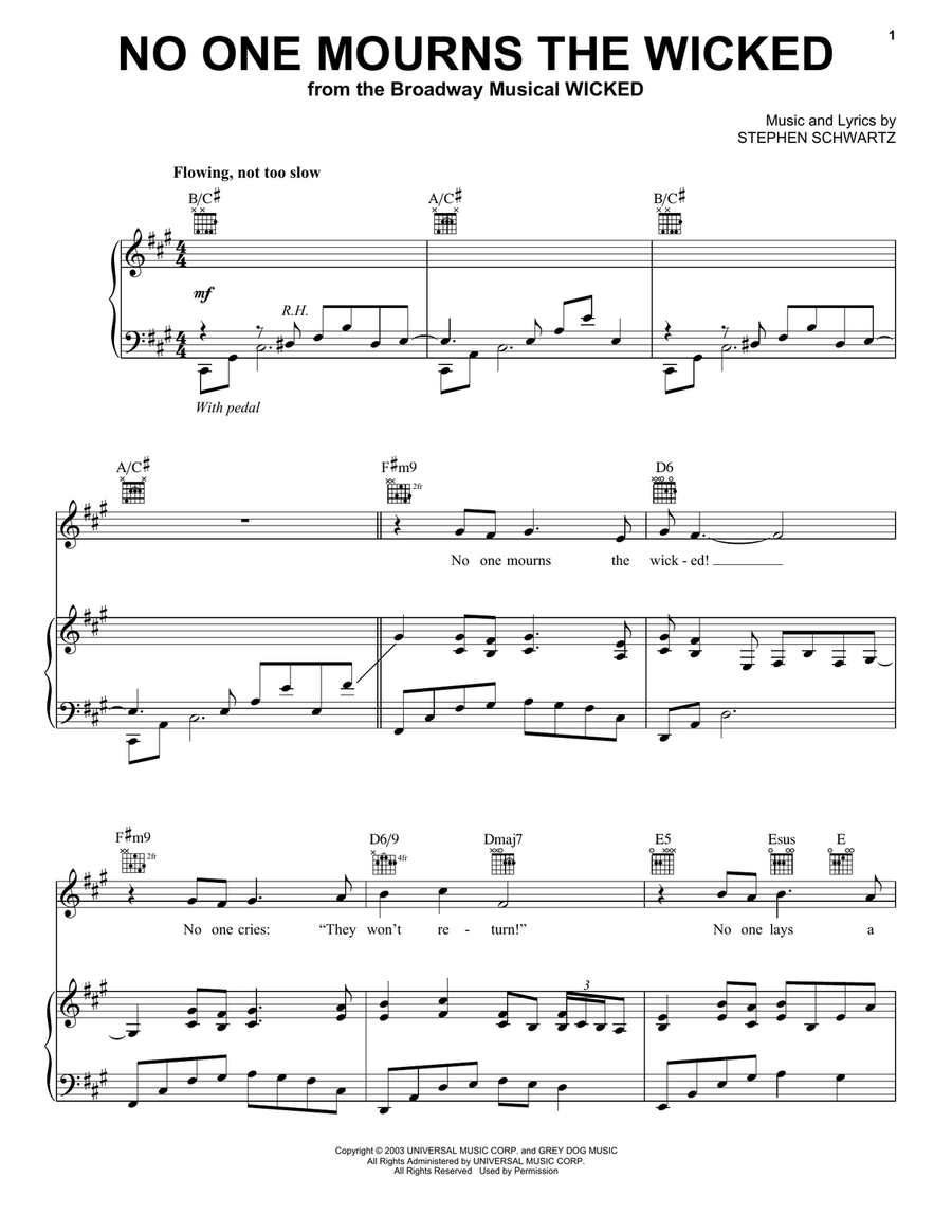 No One Mourns The Wicked (from Wicked) by Stephen Schwartz - Piano ...