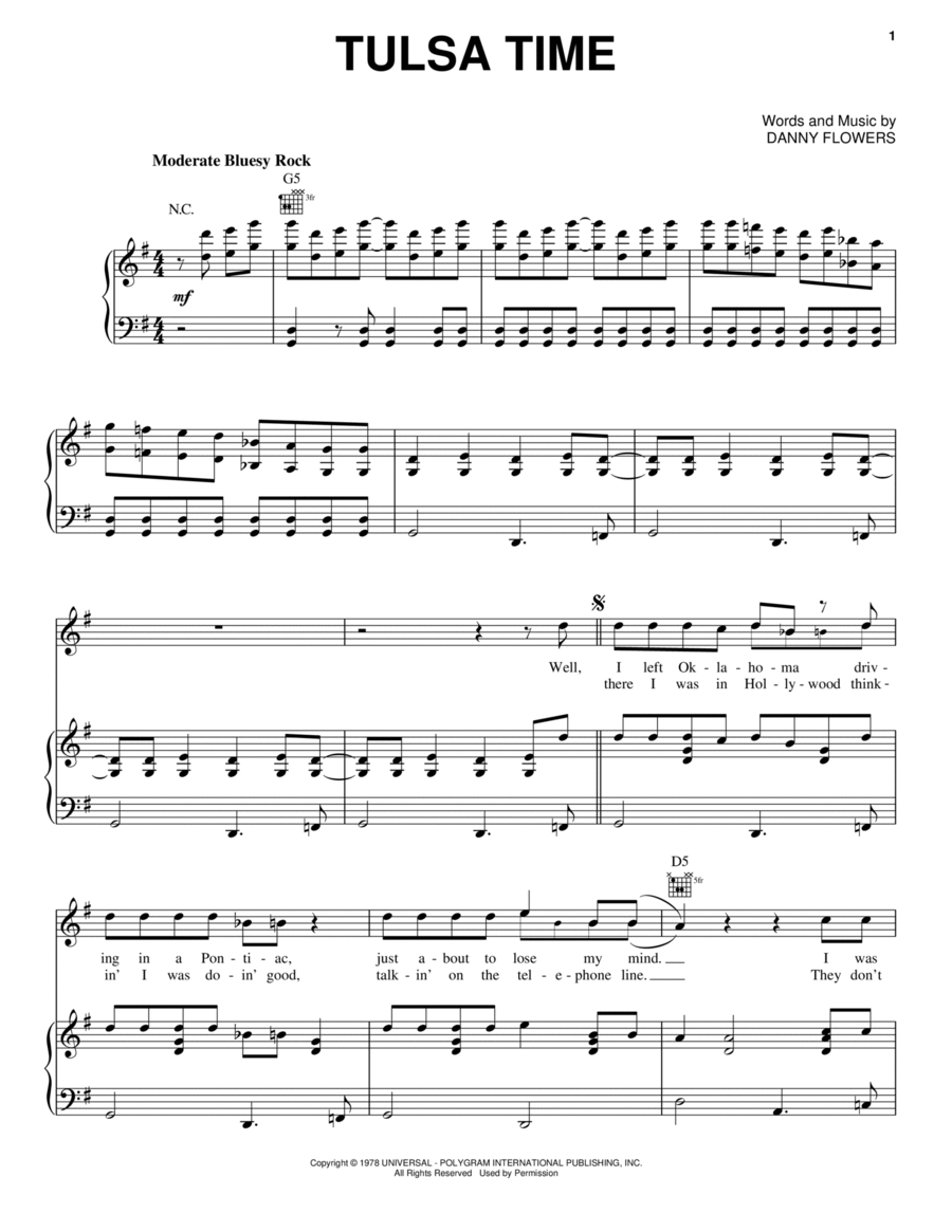 Tulsa Time by Eric Clapton - Acoustic Guitar, Voice, Piano, Vocal ...