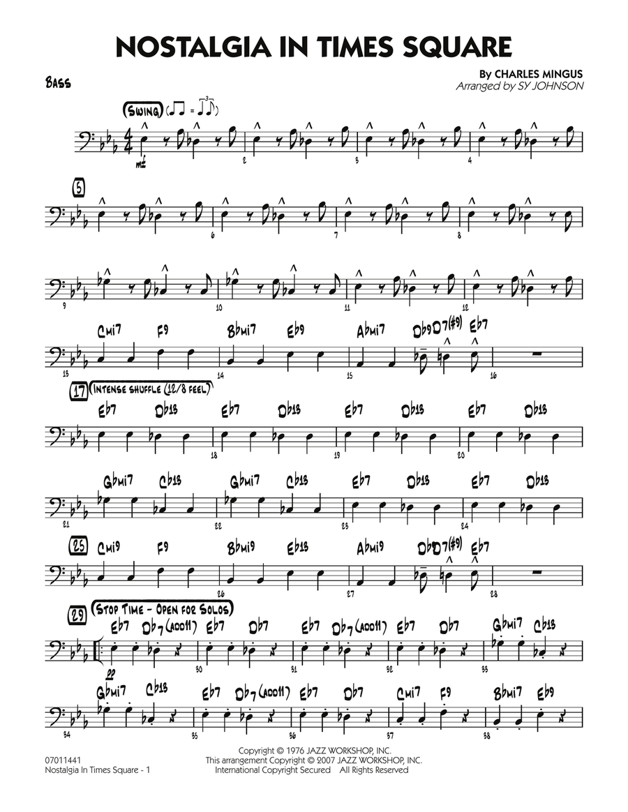 Nostalgia In Times Square - Bass by Charles Mingus - Part - Digital Sheet Music | Sheet Music Plus