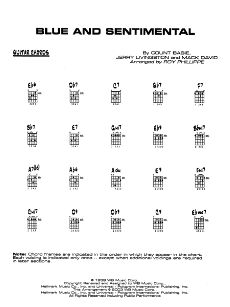 Blue and Sentimental: Guitar Chords by Count Basie - Jazz Ensemble ...