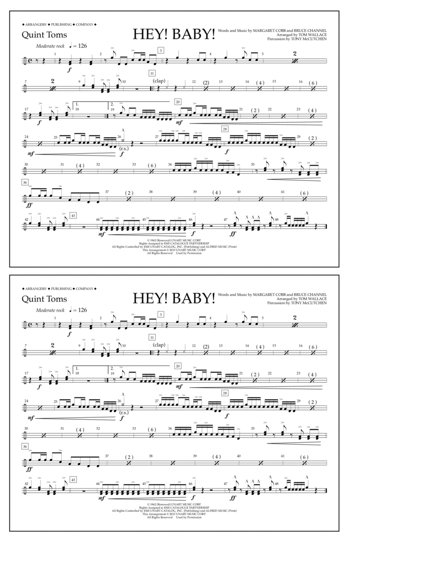 Hey! Baby! - Quint-Toms by Bruce Channel - School and Community ...
