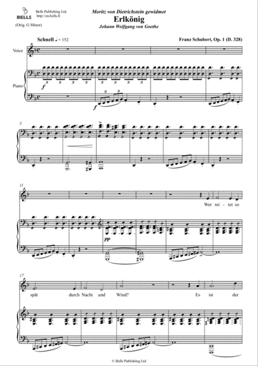 Erlkonig, Op. 1 (D. 328) (D minor) by Franz Schubert - Voice Solo ... Erlkonig, Op. 1 (D. 328) (D minor) by Franz Schubert - Voice Solo ...