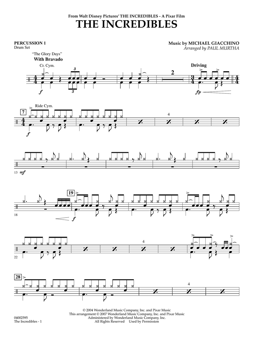 The Incredibles - Percussion 1 by Paul Murtha - Concert Band - Digital ...