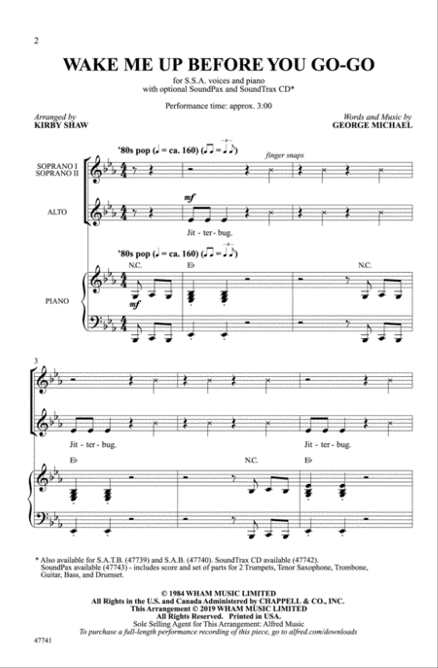 Wake Me Up Before You Go-Go by George Michael - Choir - Digital Sheet ...