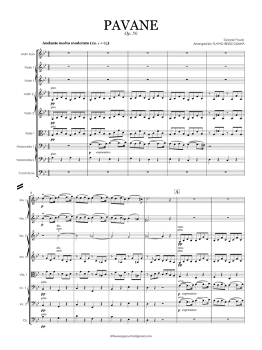 Pavane Op. 50 for String Orchestra (transposed to Gm) by Gabriel Faure ...