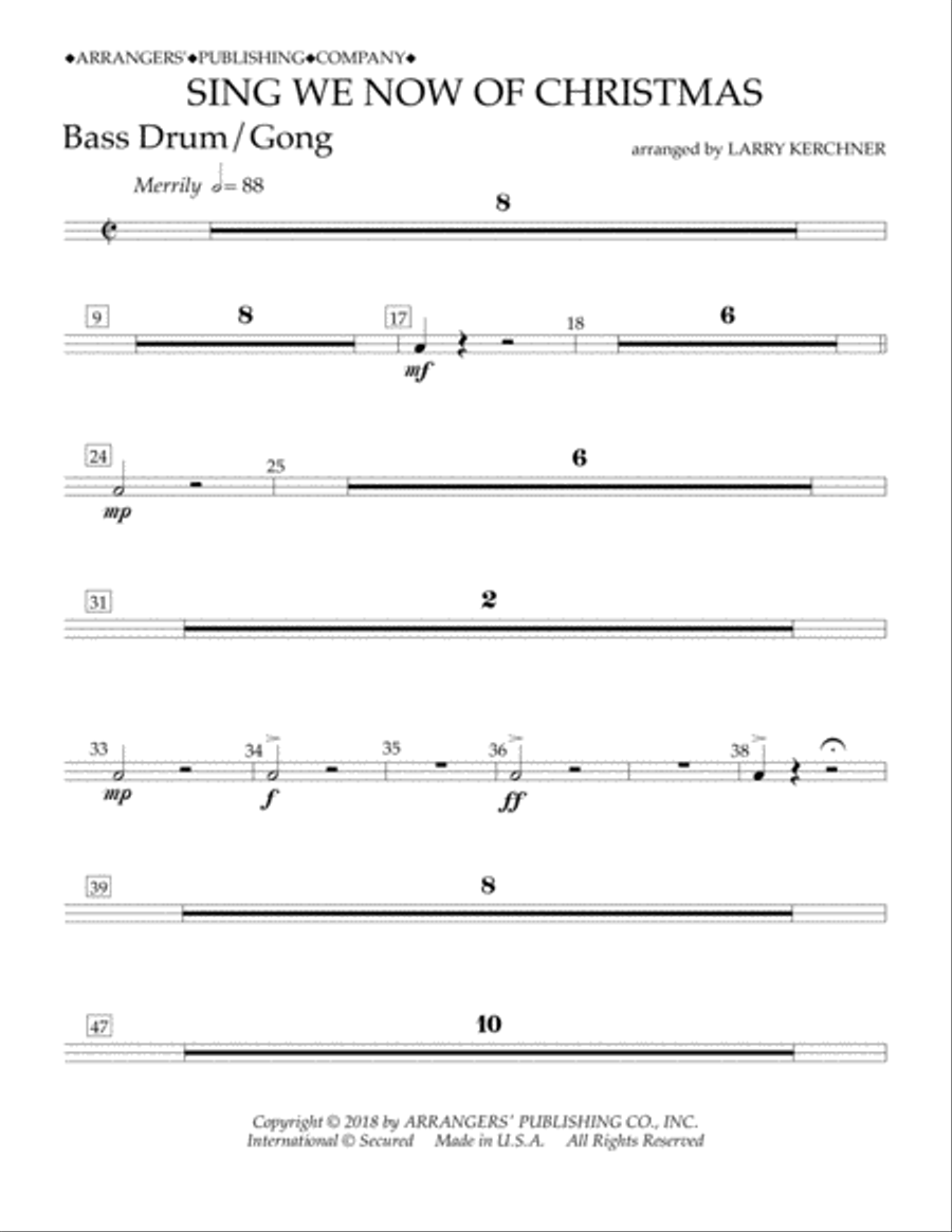 Sing We Now of Christmas (arr. Larry Kerchner) - Bass Drum/Gong by ...