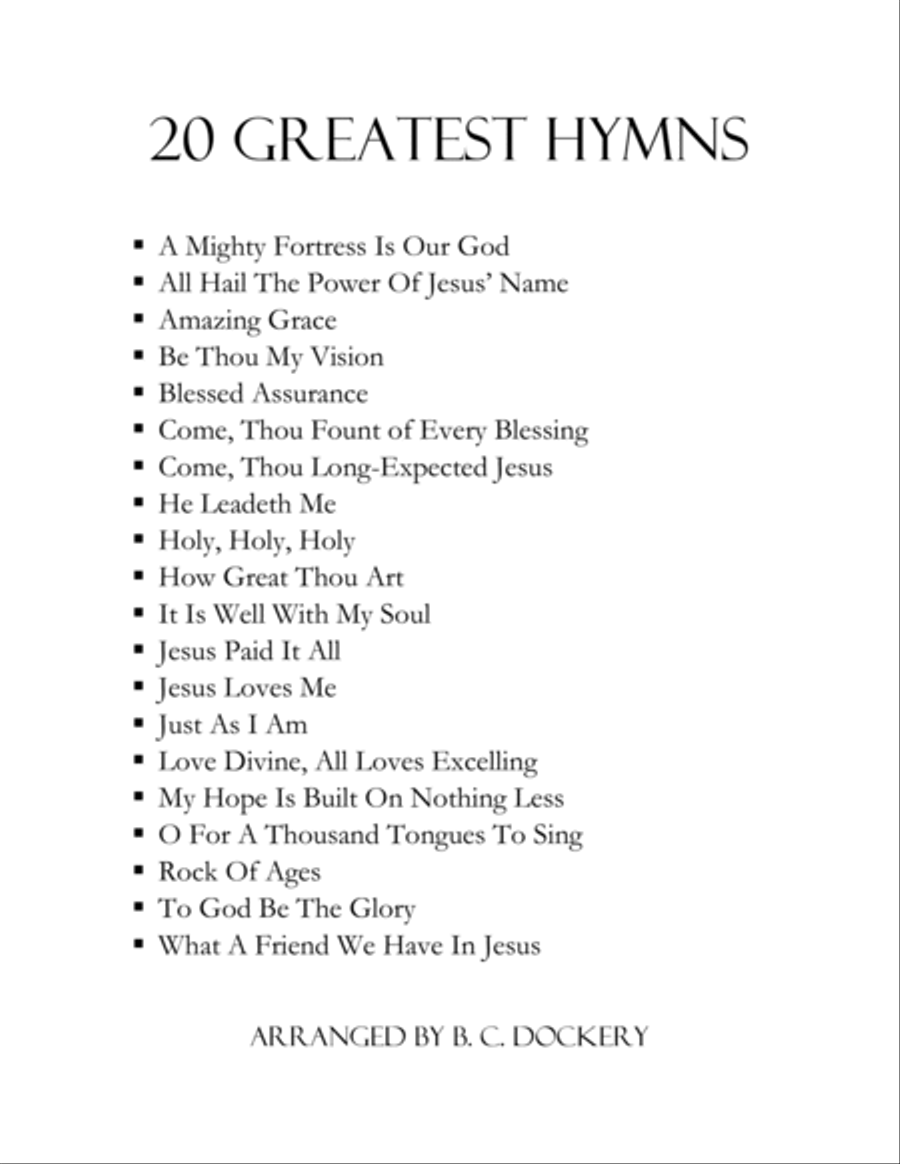20 Greatest Hymns For Flute And Clarinet Duet With Piano Accompaniment