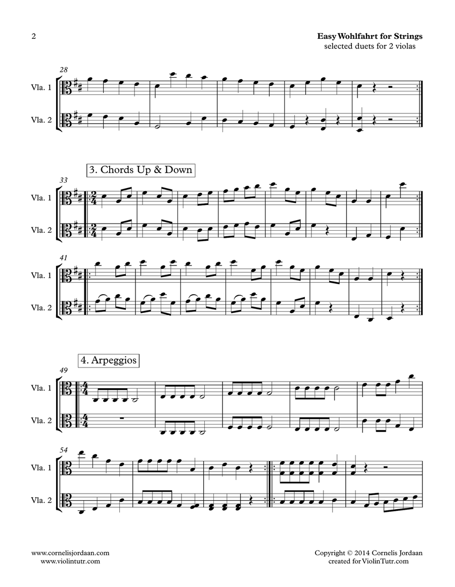 Easy Wohlfahrt for strings - selected duets for 2 violas by Franz Wohlfahrt - String Duet ...