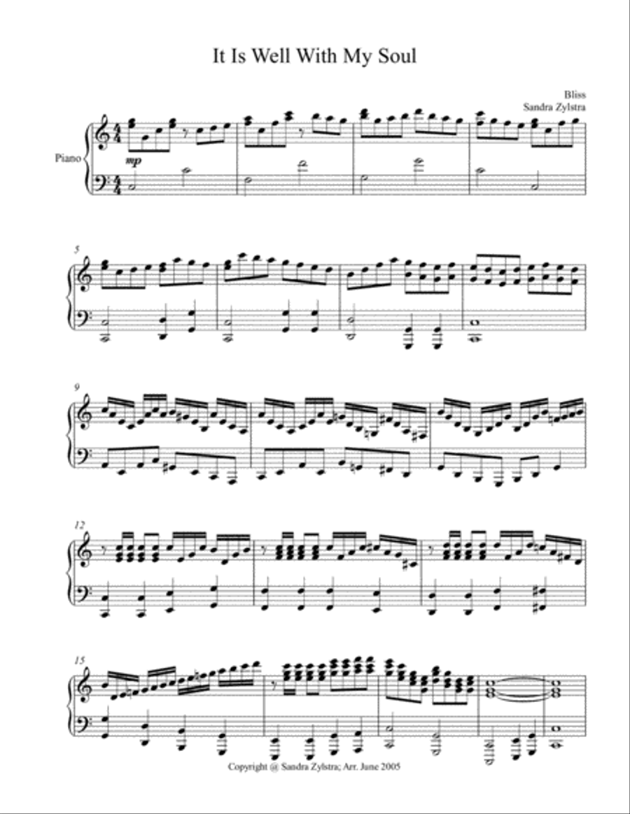 It Is Well With My Soul (piano part) by Bliss - Piano Solo - Digital ...