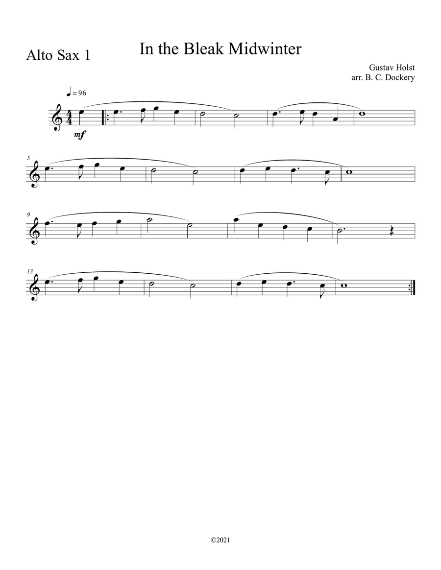 In The Bleak Midwinter Alto Sax Duet With Piano Accompaniment By