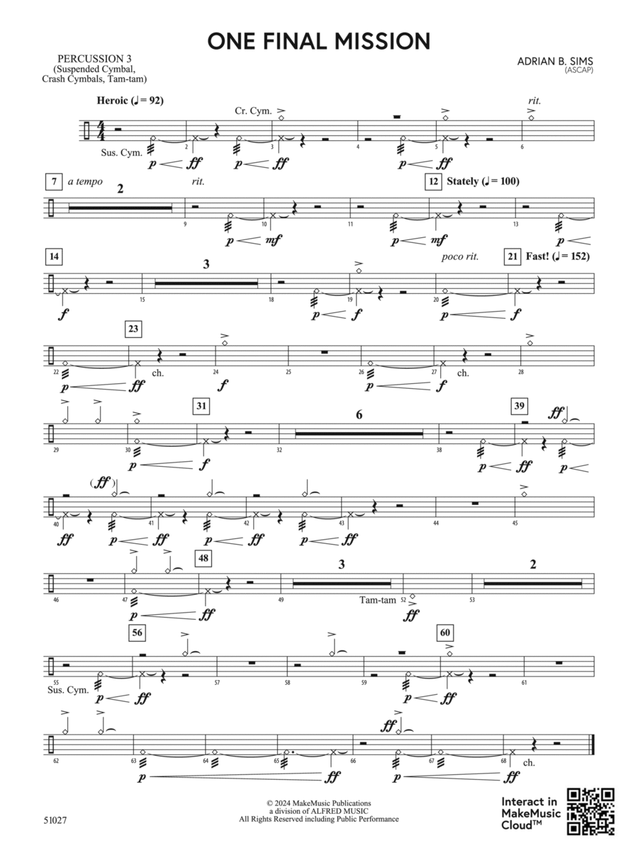 One Final Mission: 3rd Percussion - Concert Band - Digital Sheet Music ...