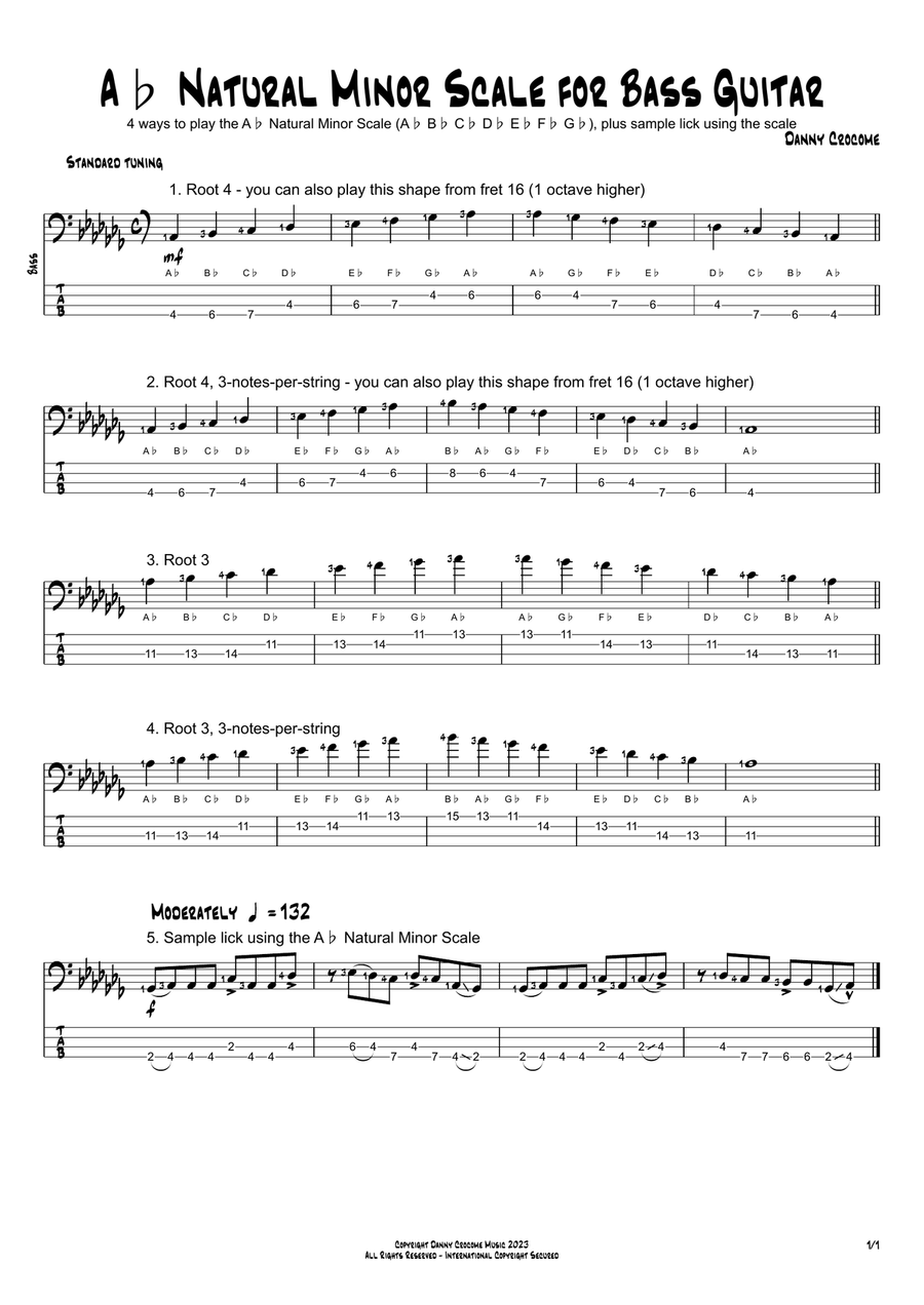 Ab Natural Minor Scale for Bass Guitar (4 Ways to Play) - Guitar ...