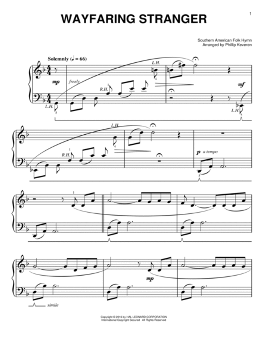 Wayfaring Stranger By Southern American Folk Hymn Easy Piano
