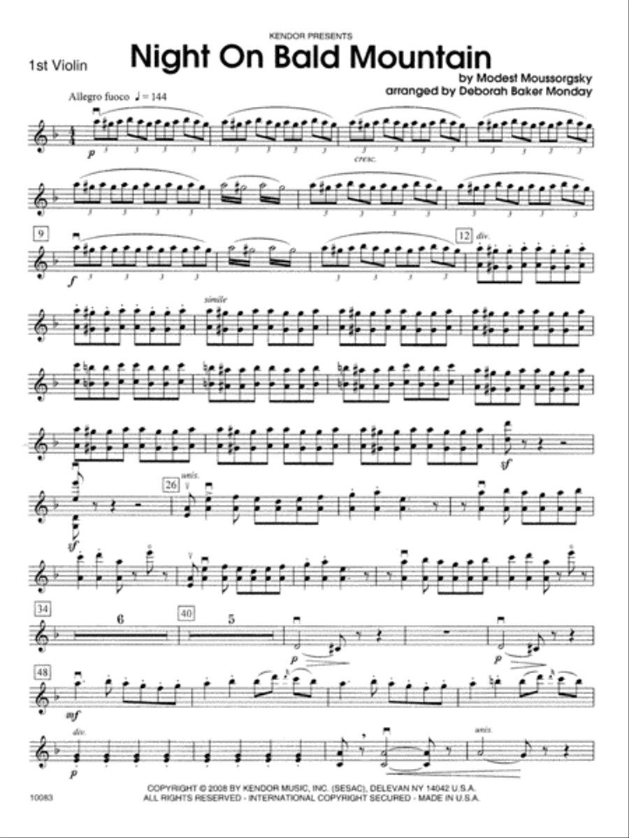 Night On Bald Mountain - Violin 1 by Deborah Baker Monday - Violin ...