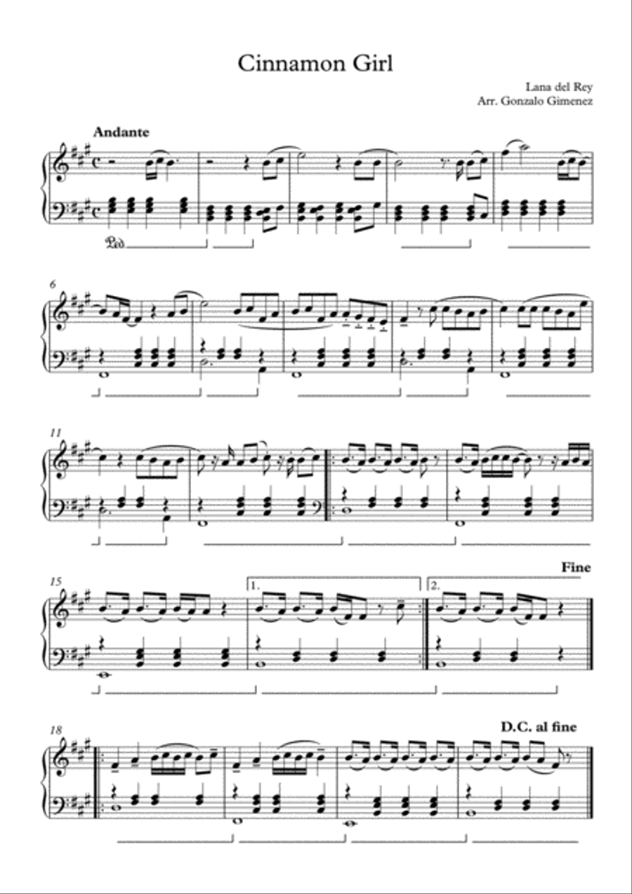 Cinnamon Girl Piano Solo Digital Sheet Music Sheet Music Plus