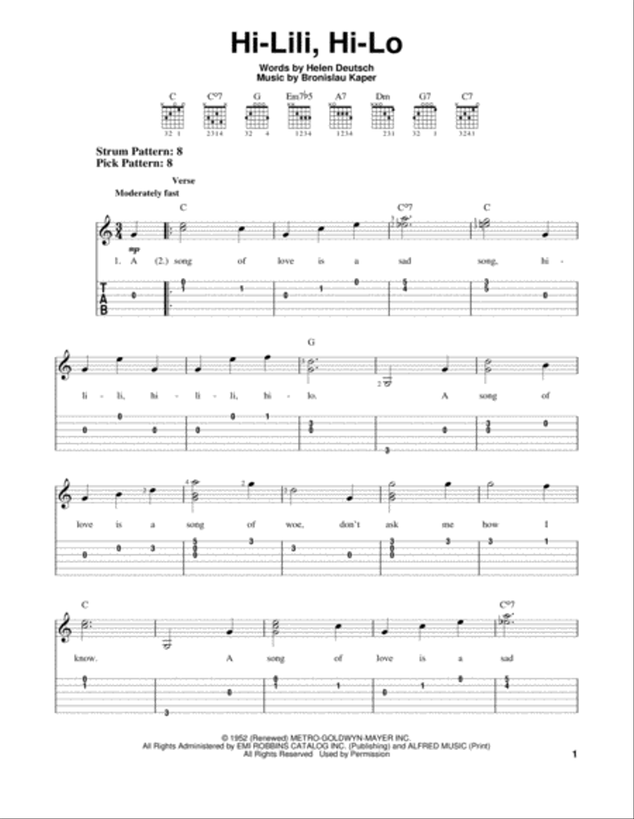 Hi-Lili, Hi-Lo - Guitar Tablature - Digital Sheet Music | Sheet Music Plus