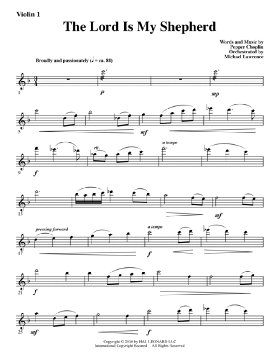 Psalm 23 - A Journey With The Shepherd - Violin 1 by Pepper Choplin ...