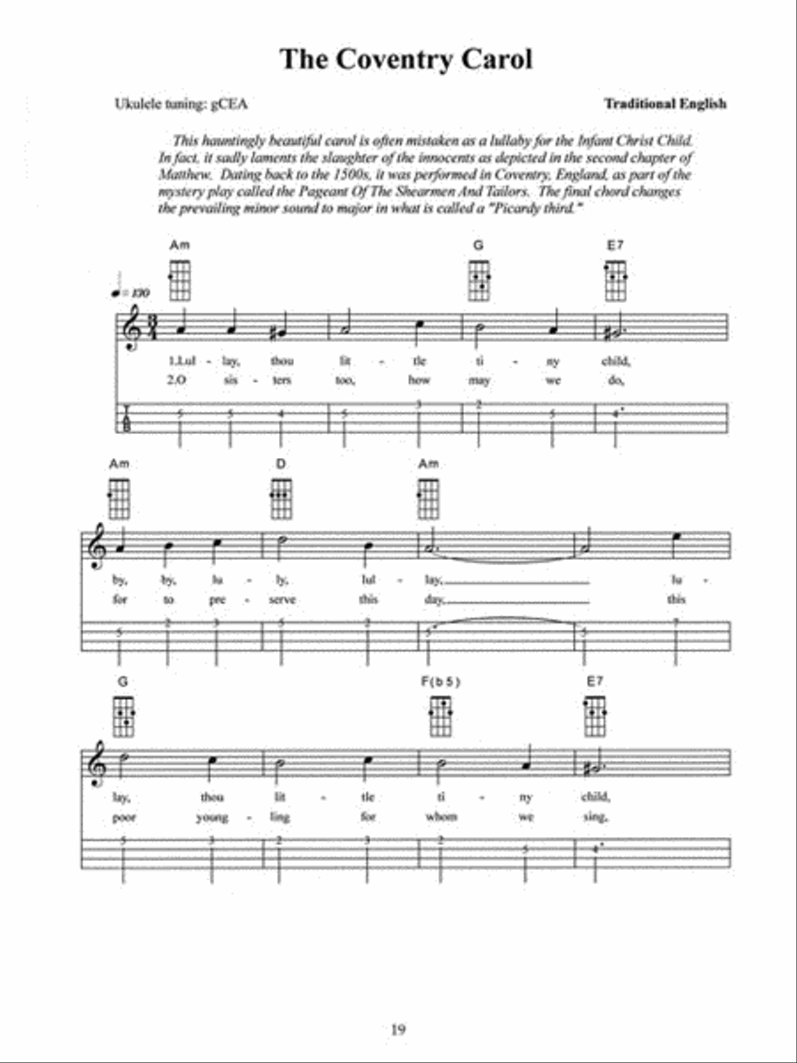 Yuletide Favorites For Ukulele Guitar Tablature Sheet Music Sheet