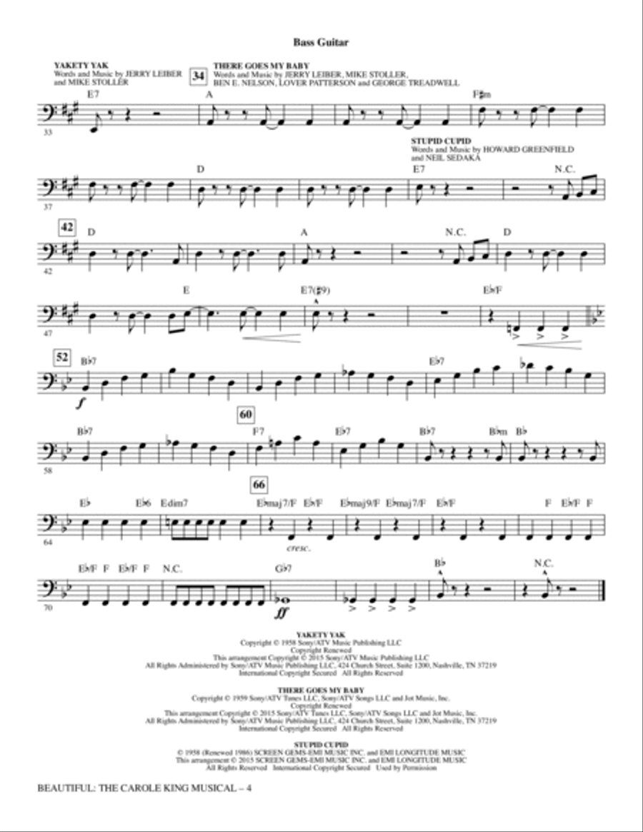 Beautiful The Carole King Musical Choral Selections Bass By Carole
