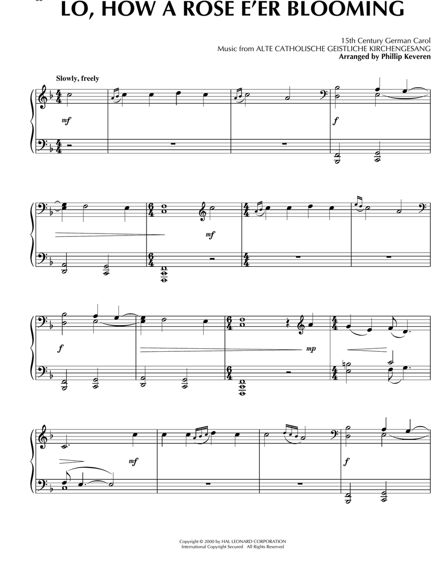 Lo, How A Rose E'er Blooming [Celtic version] (arr. Phillip Keveren) by ...