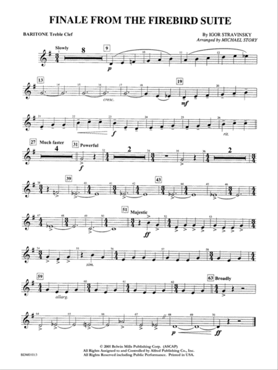 Finale from The Firebird Suite: Baritone T.C. by Igor Stravinsky ...