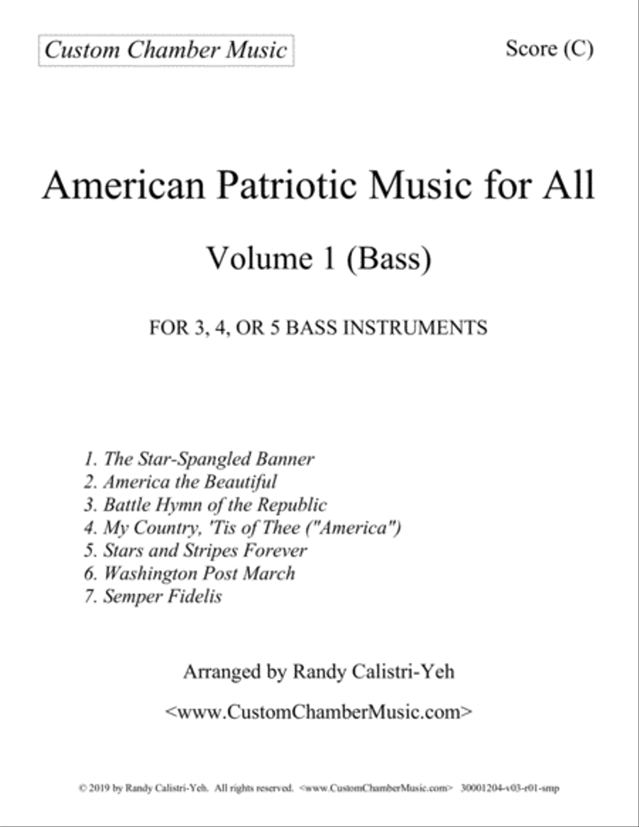 American Patriotic Music for All, Volume 1 (for bass instruments) by ...