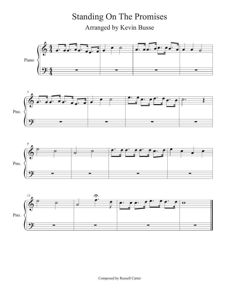 Standing On The Promises Easy Key Of C Piano Easy Piano Digital