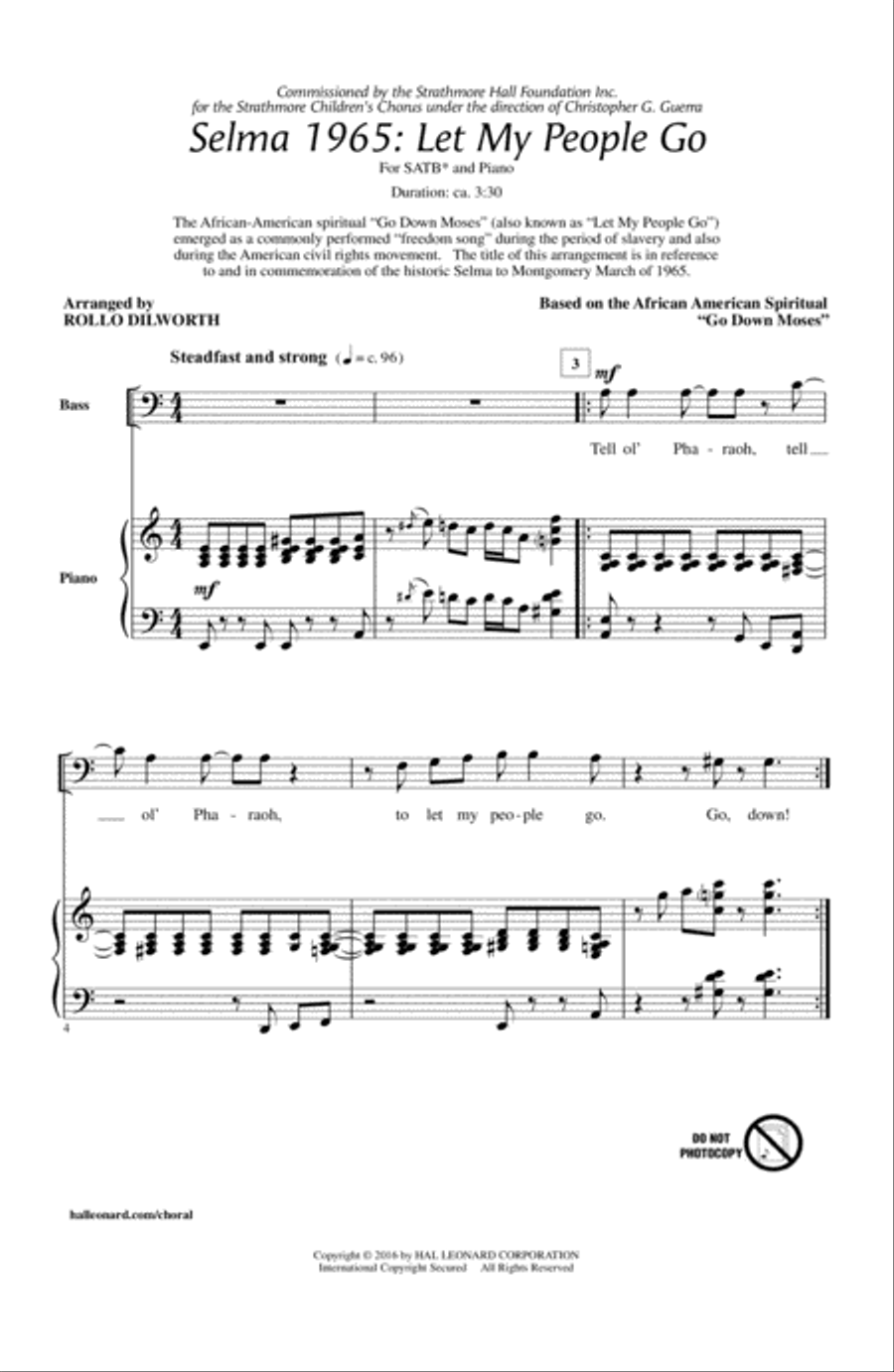 Selma 1965: Let My People Go by Rollo Dilworth - 4-Part - Digital Sheet ...