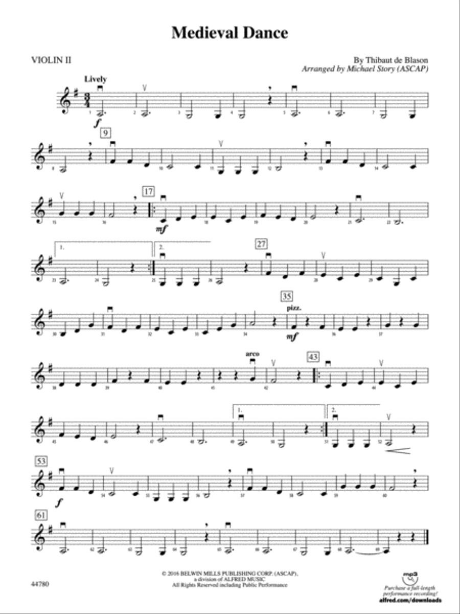 Medieval Dance: 2nd Violin by Michael Story - String Orchestra ...
