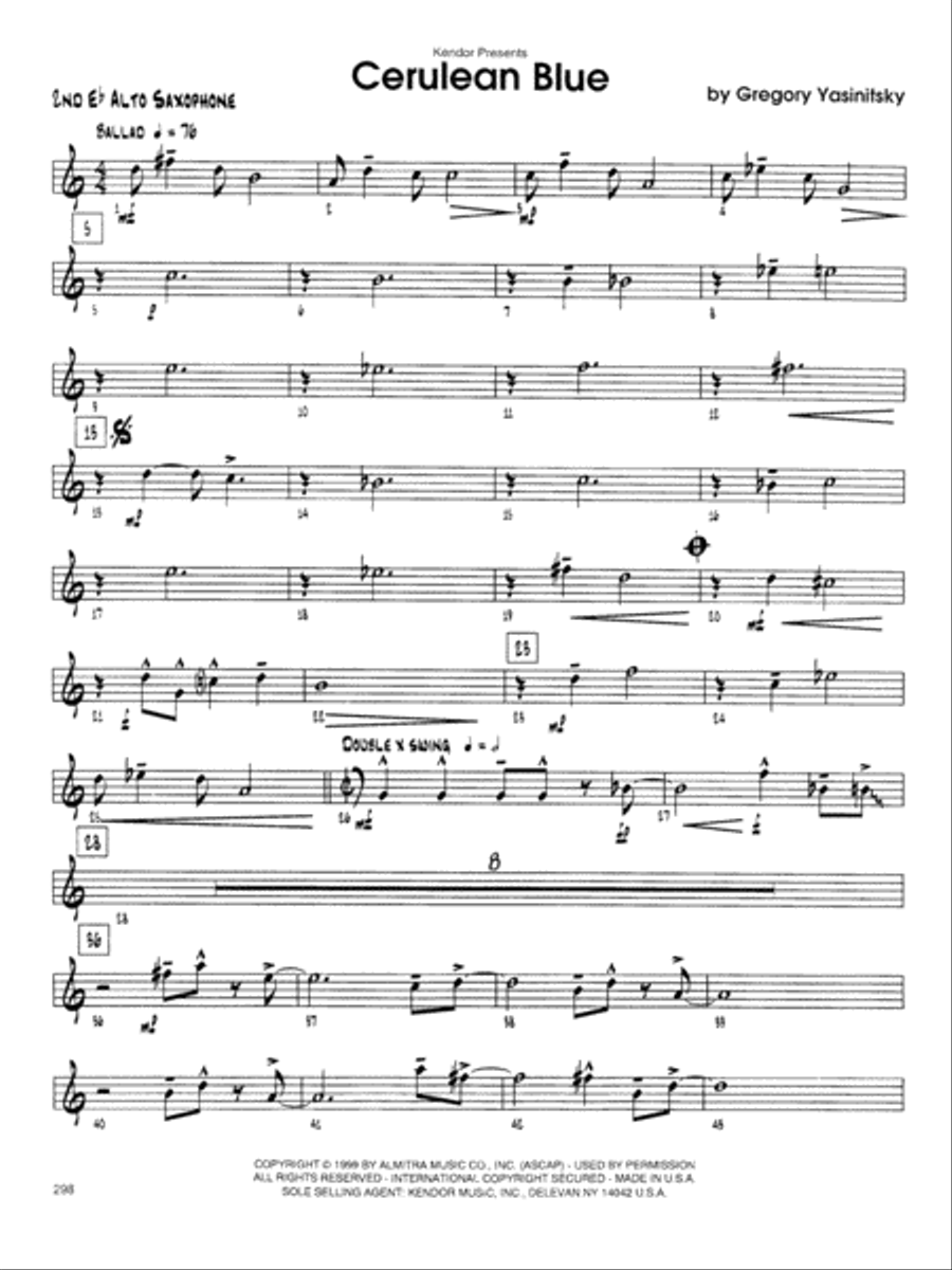 Cerulean Blue - Alto Sax 2 by Greg Yasinitsky - Jazz Ensemble - Digital ...