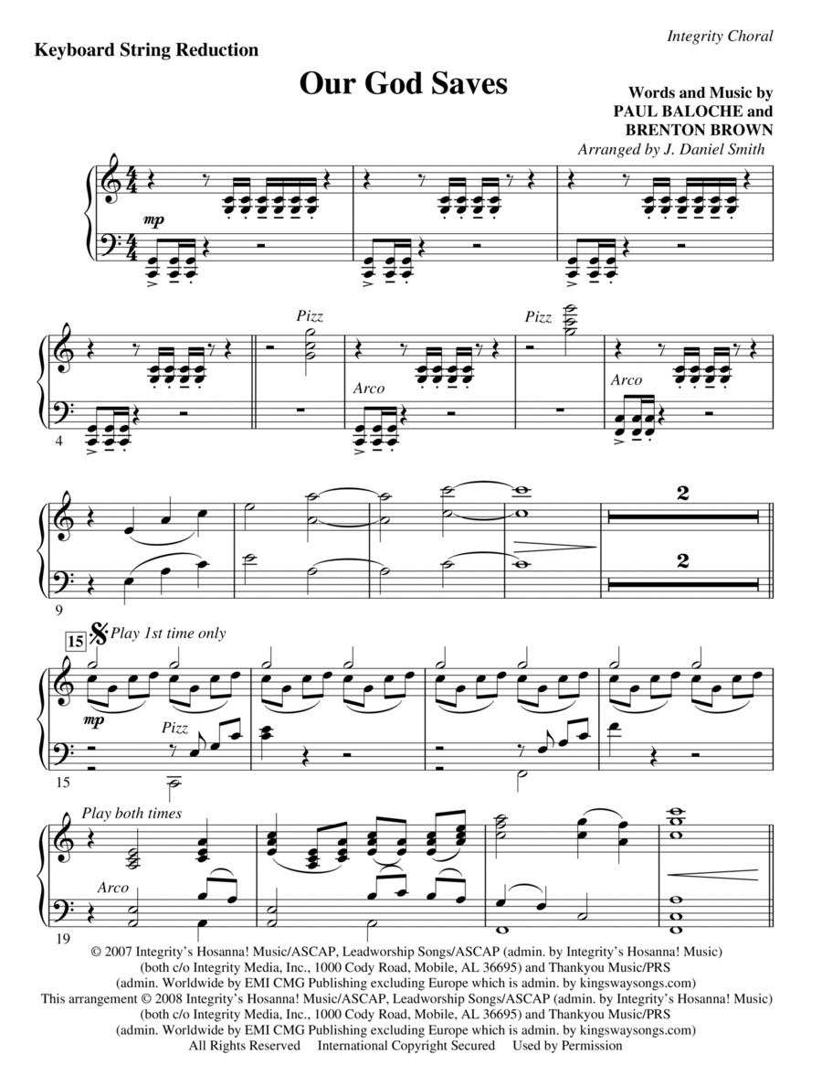 Our God Saves - Keyboard String Reduction by Paul Baloche - Choir ...