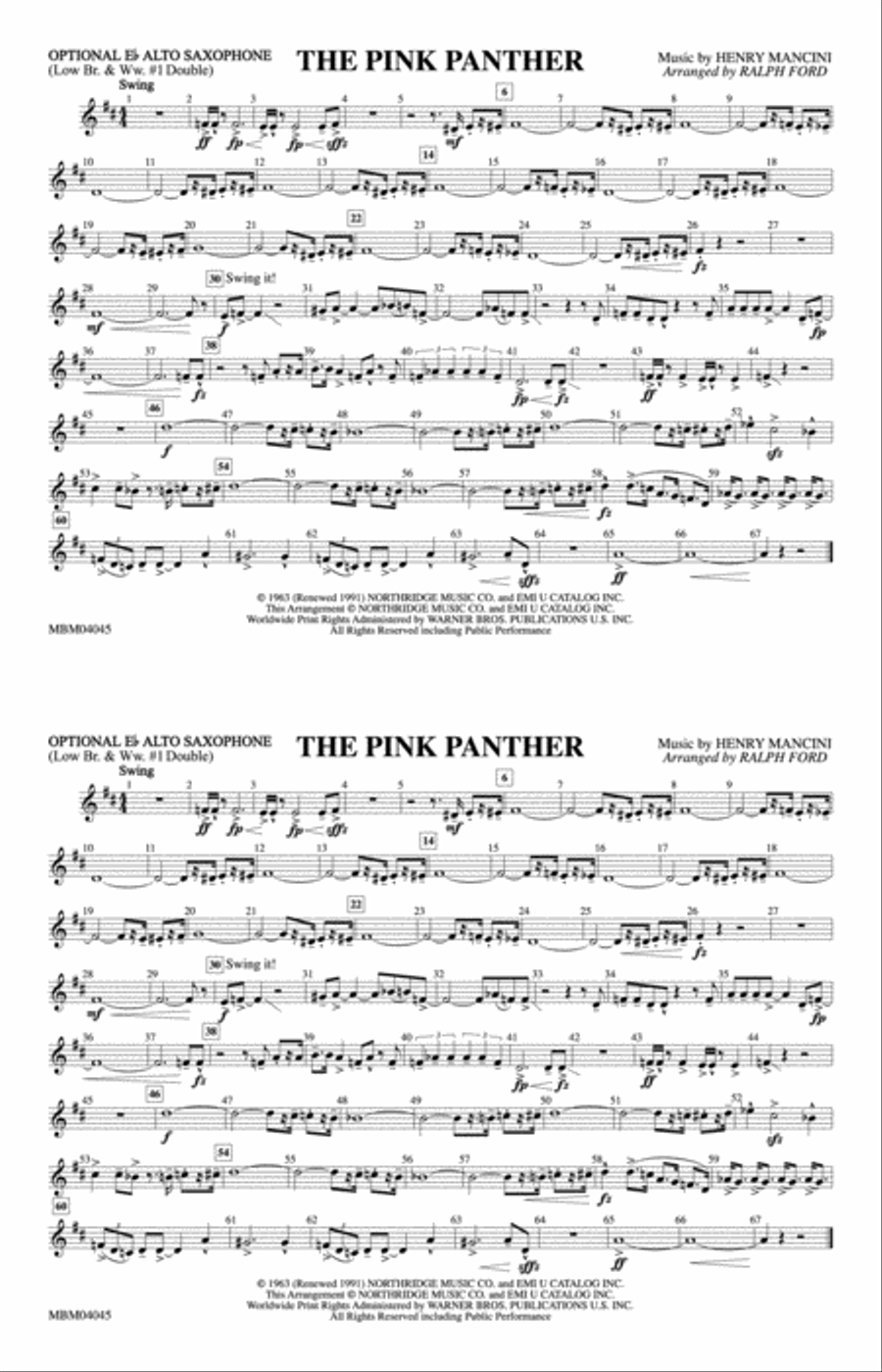 The Pink Panther Optional Alto Sax Marching Band Digital Sheet