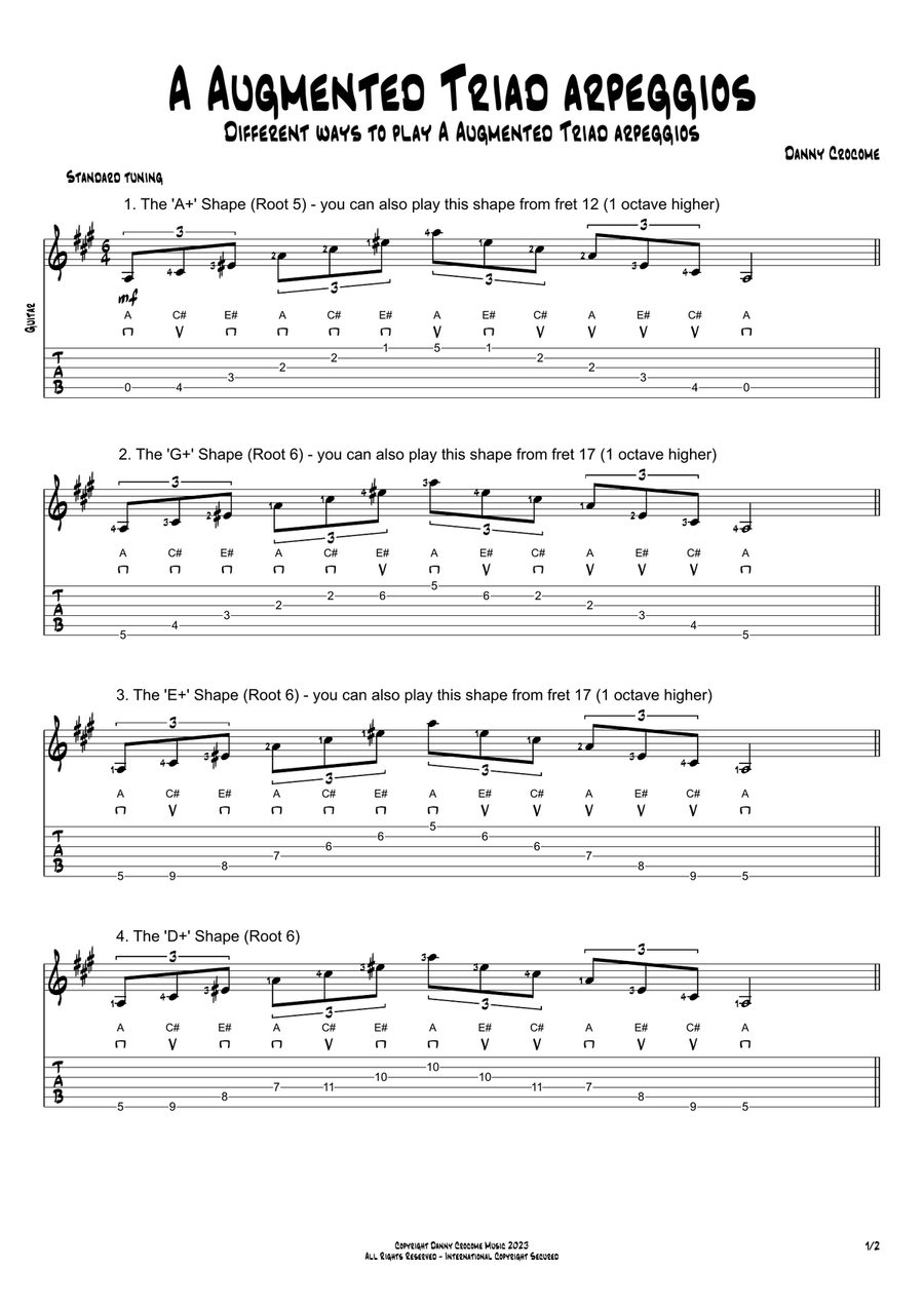 A Augmented Triad Arpeggios (5 Ways to Play) by Traditional - Electric ...