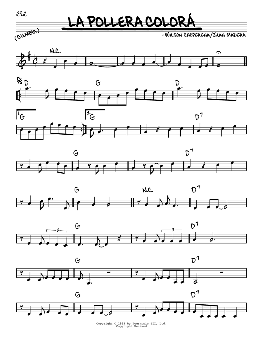 La Pollera Colorá Piano Digital Sheet Music Sheet Music Plus