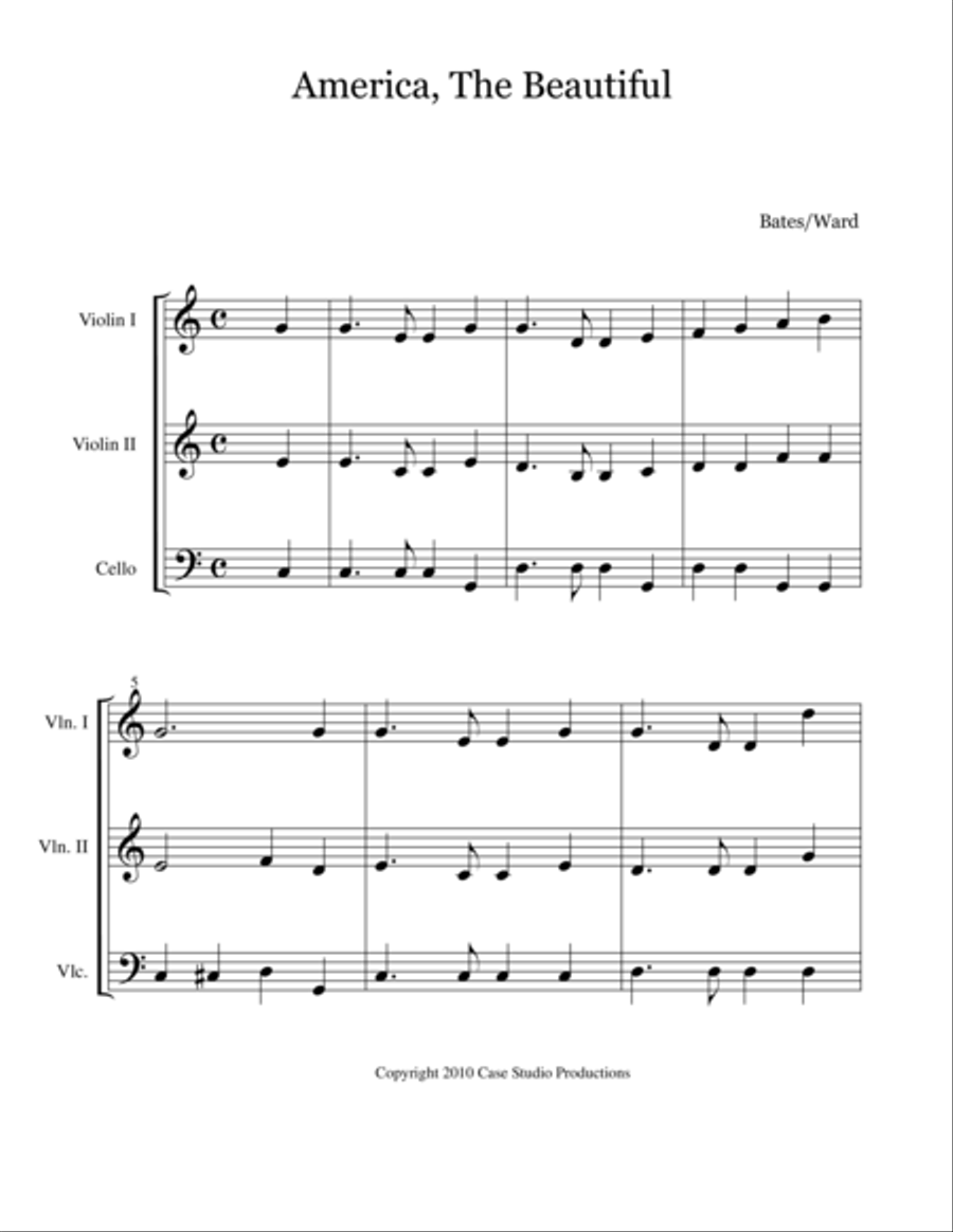 Patriotic Hymns For String Trio 2 Violins And Cello By Various