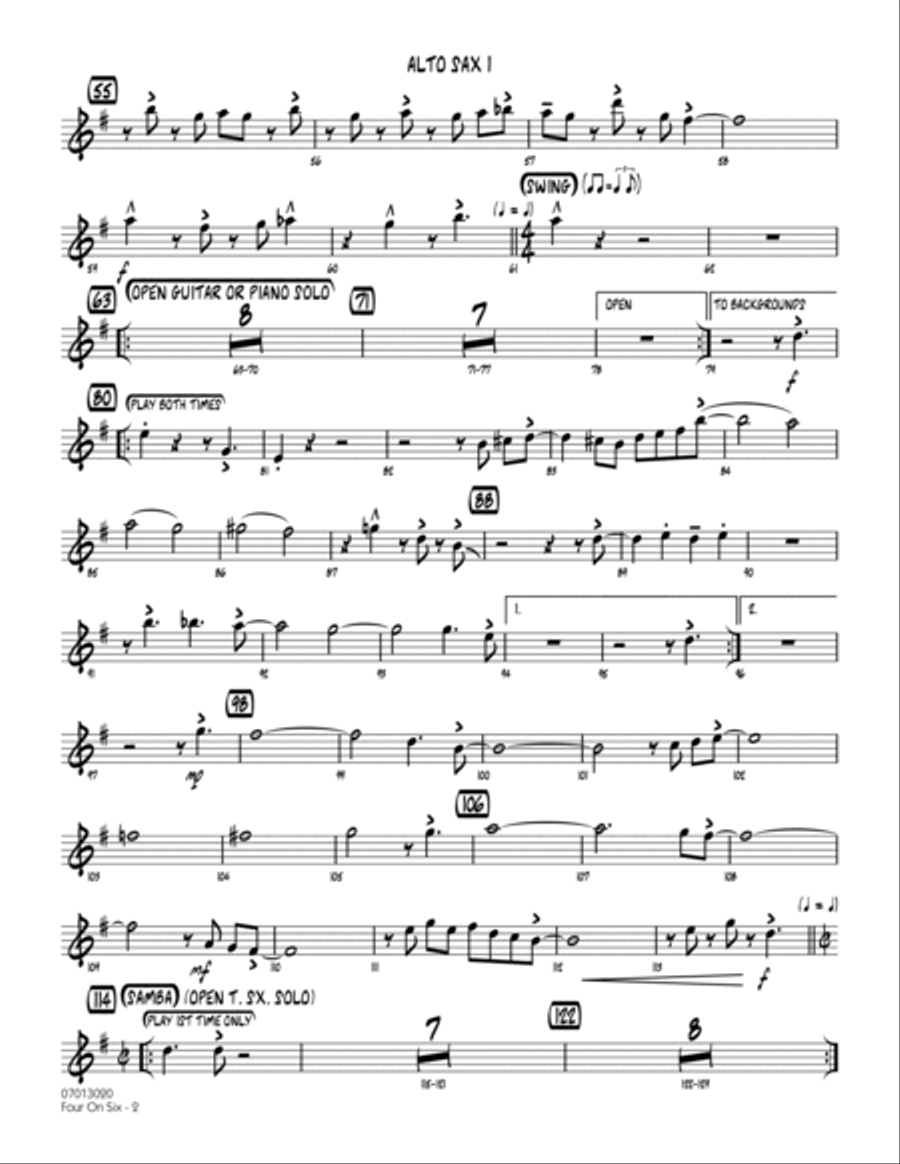 Four on Six - Alto Sax 1 by John Scofield - Alto Saxophone - Digital ...