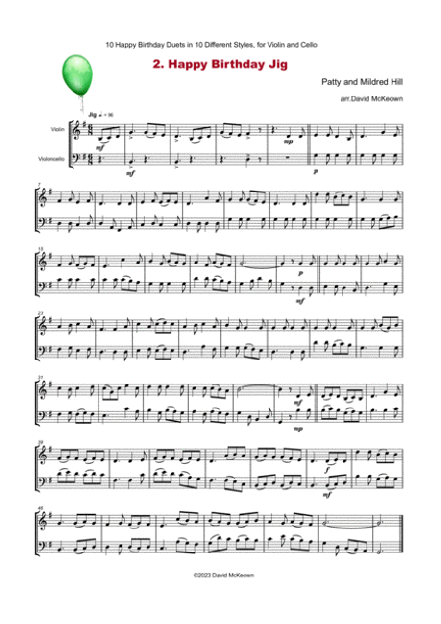 10 Happy Birthday Duets In 10 Different Styles For Violin And Cello