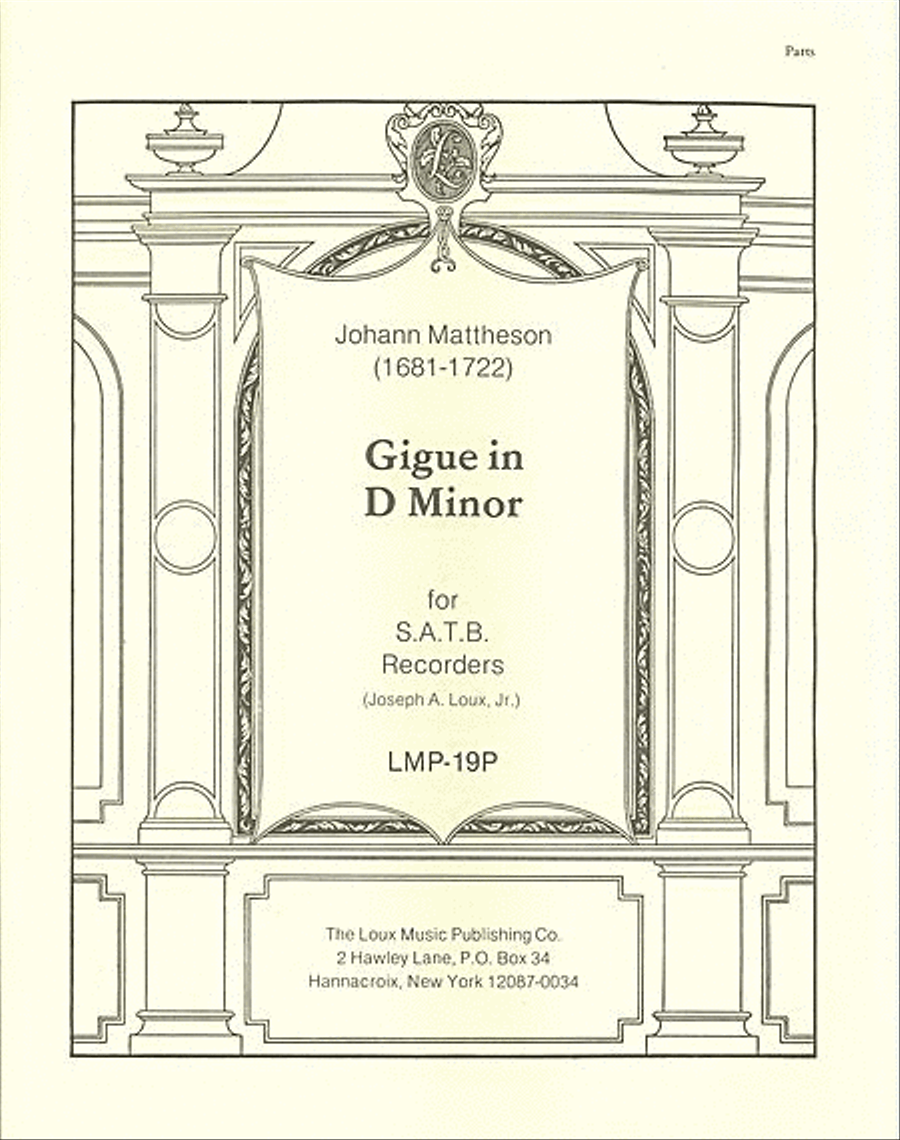 Gigue in D Minor by Johann Mattheson - Recorder - Sheet Music | Sheet ...